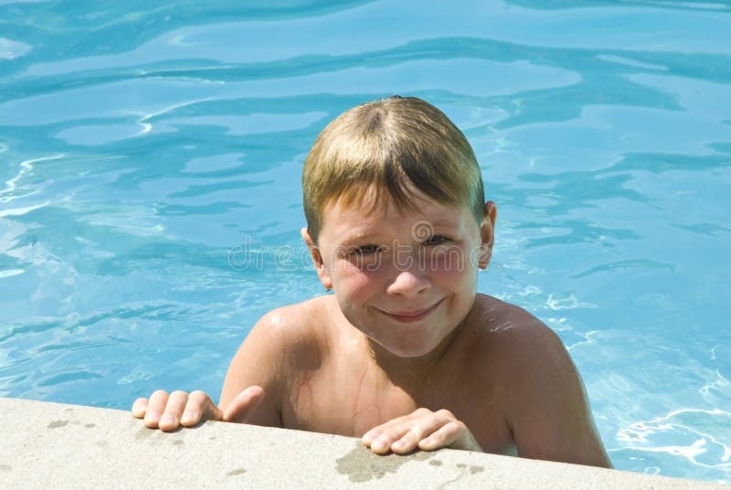 Happy Boy in the Pool stock photo. Image of lessons, eight - 5943092