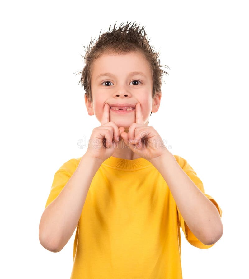 Happy Boy Portrait on White Stock Image - Image of activity, laugh ...