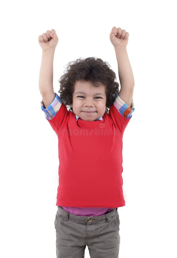 Hands Up Happy Boy stock image. Image of cheerful, child - 43231471