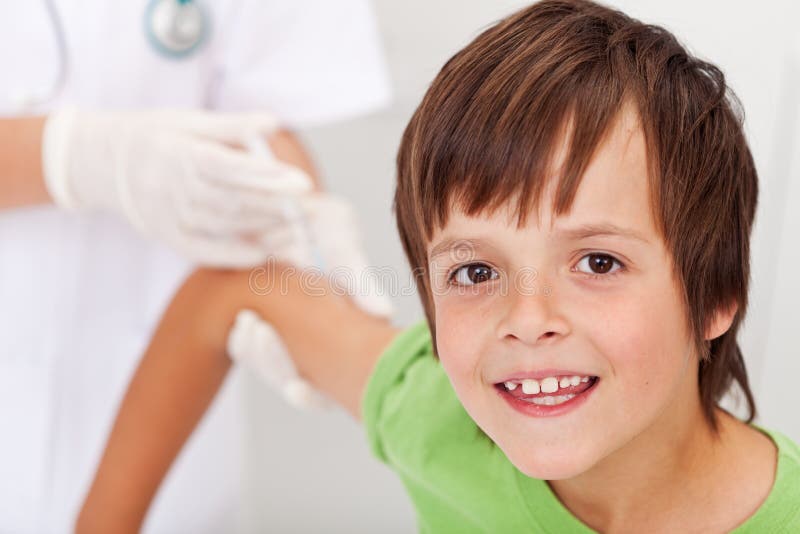 Happy Boy Receiving Vaccine or Injection Stock Image - Image of ...