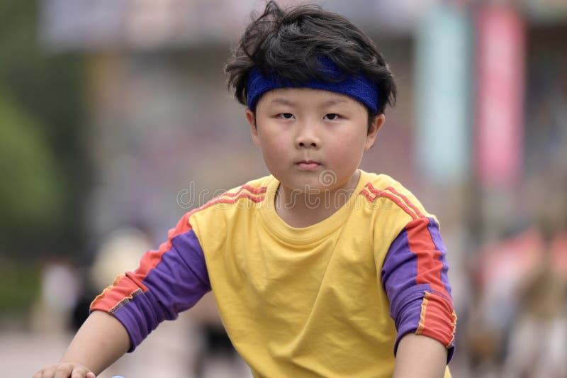Happy Boy Ride on a Bicycle Stock Image - Image of recreation, little ...