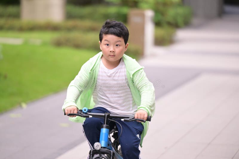 Happy Boy Ride on a Bicycle Stock Image - Image of vehicle, cycling ...