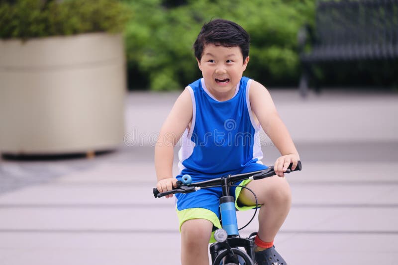 Happy Boy Ride on a Bicycle Stock Photo - Image of bike, recreation ...