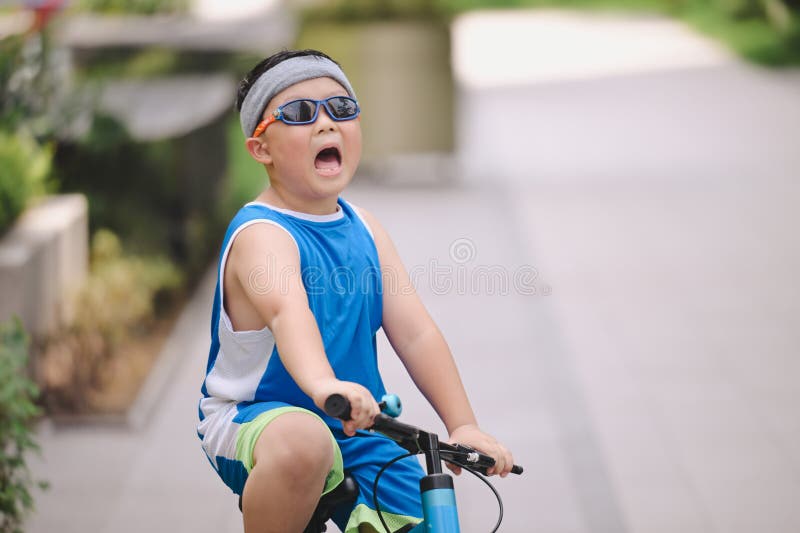 Happy Boy Ride on a Bicycle Stock Image - Image of vehicle, hairstyle ...
