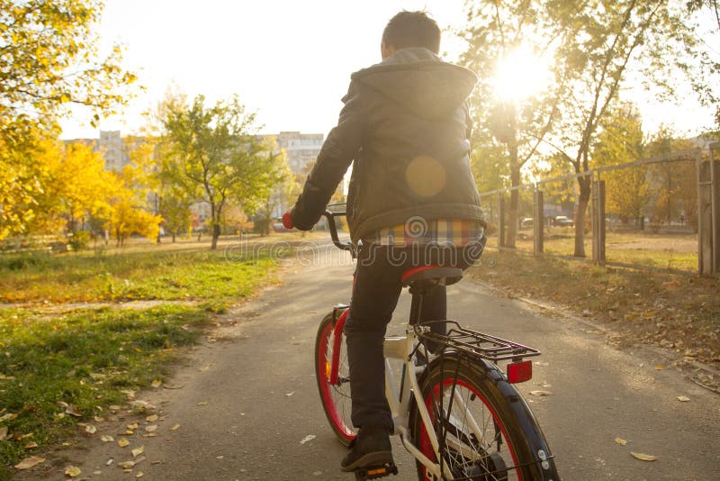Happy boy ride the bicycle stock photo. Image of bike - 146991960