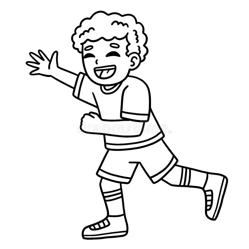 Happy Boy Running Isolated Coloring Page for Kids Stock Vector ... Happy Boy Running Isolated Coloring Page for Kids Stock Vector ...