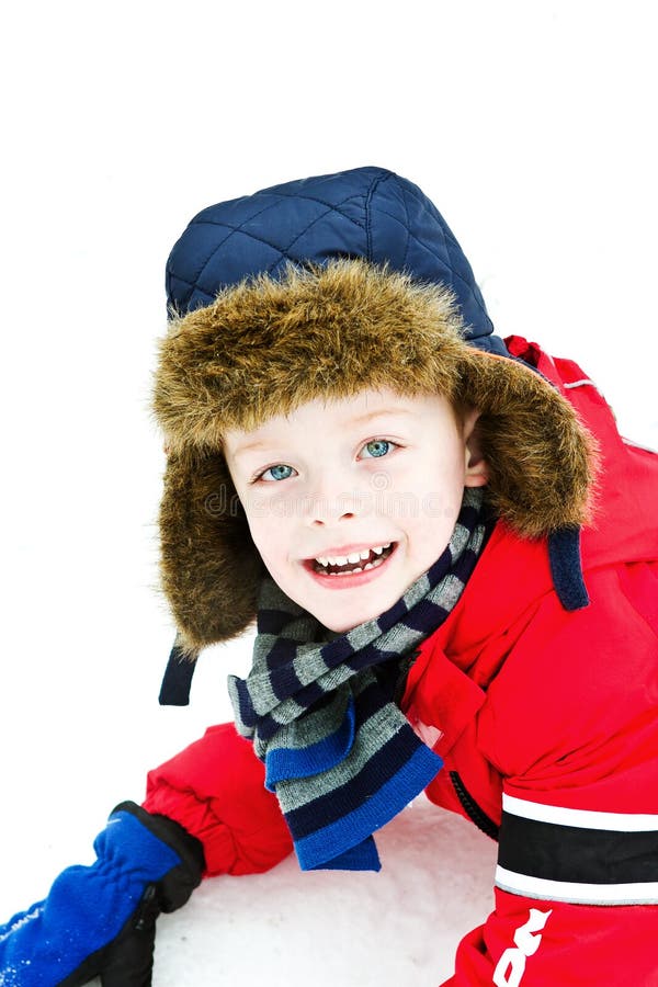Happy boy in the snow stock image. Image of windy, smiling - 23533973