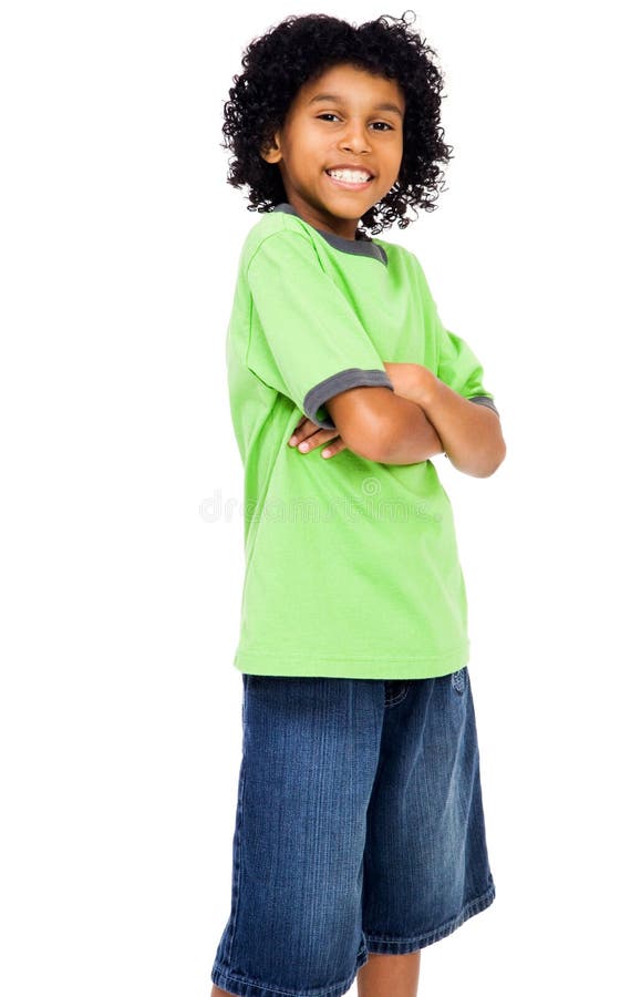 Happy Boy Standing stock photo. Image of clothing, crossed - 9452742