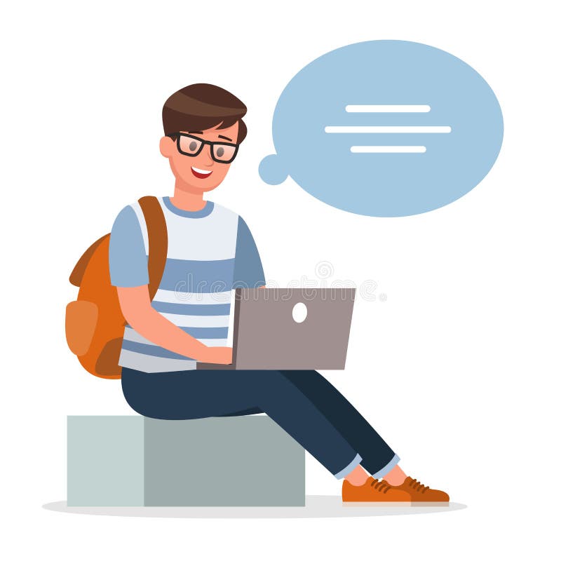 Happy Boy Thinking and Working Character Vector Design Stock Vector ...