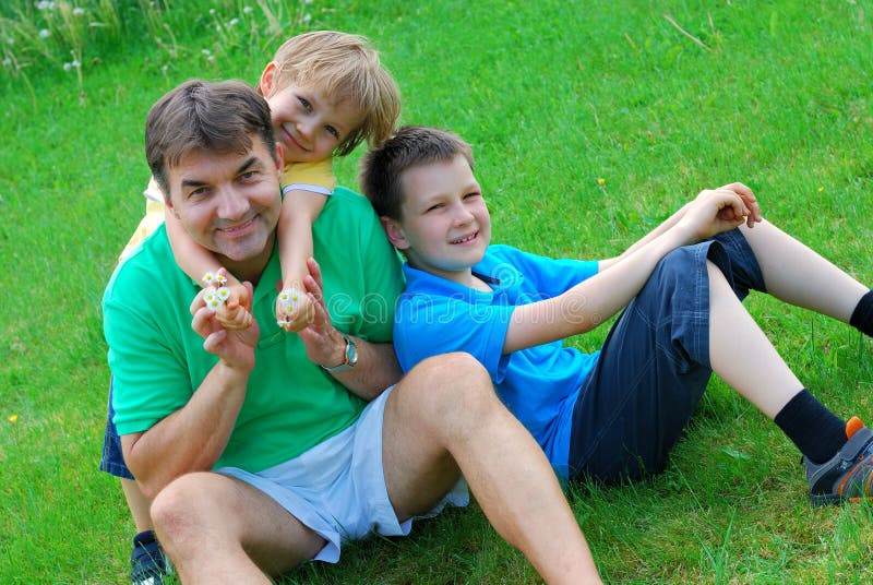 Uncle with Nephews and Niece Stock Photo - Image of happiness, boys ...