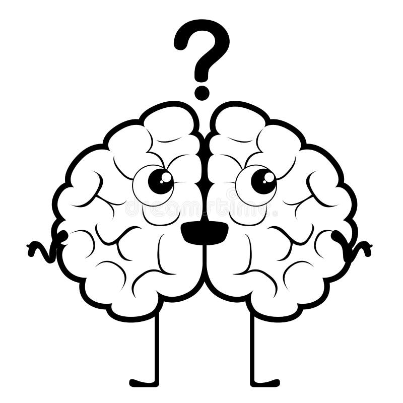 Happy Brain Cartoon with a Question Mark Stock Vector - Illustration of ...