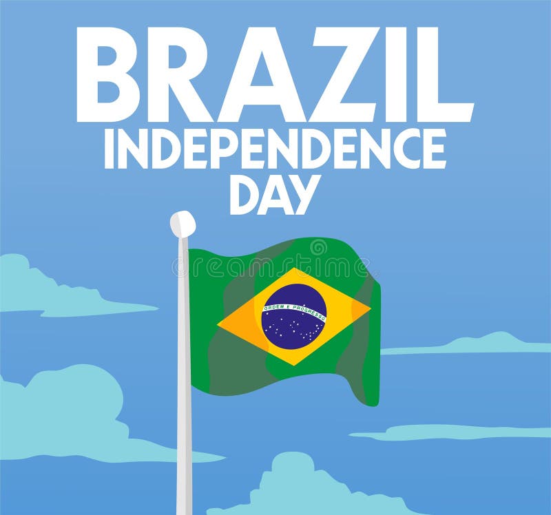 Happy Brazil Independence Day with Brazil Flag Stock Vector ...