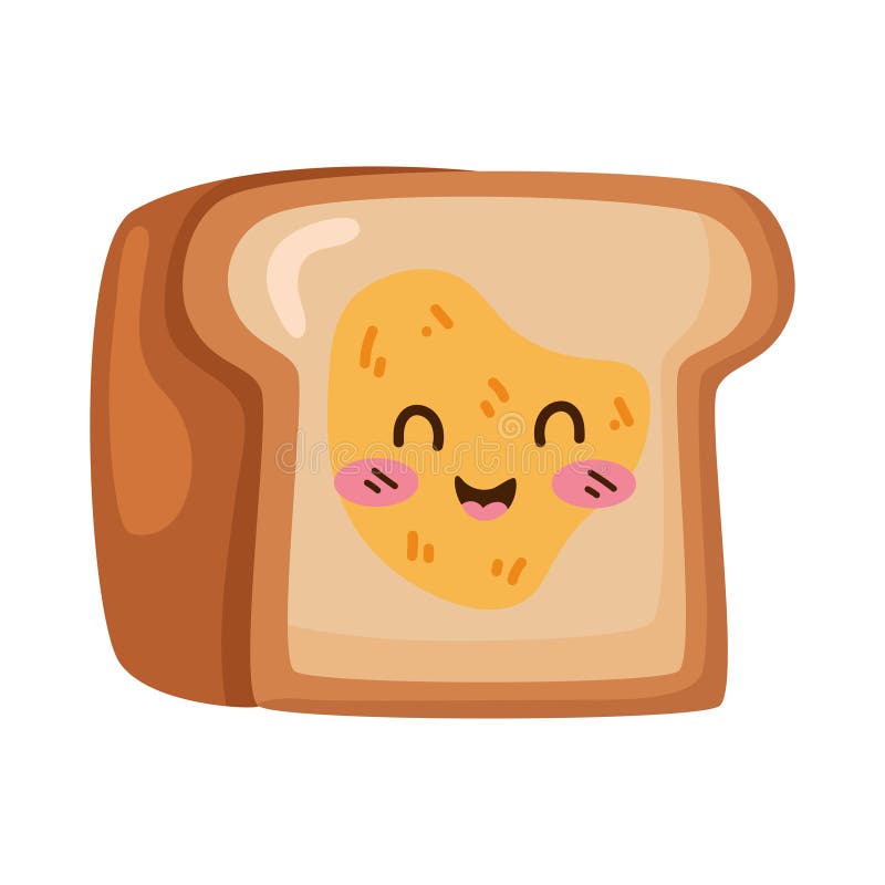 Happy Bread Character Cartoon Vector Illustration Stock Illustration ...