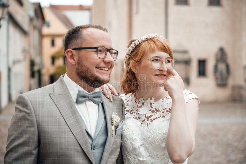 Happy Bridal Couple on Their Wedding Day Stock Photo - Image of romance ...