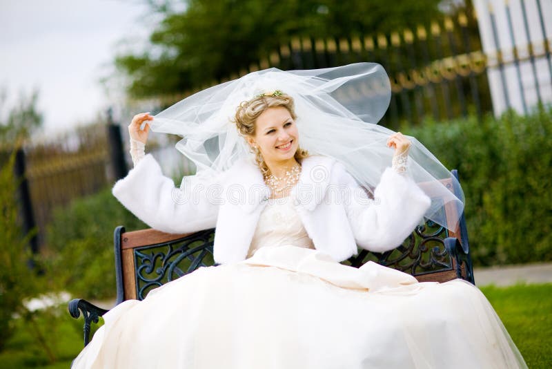 Happy bride stock image. Image of dress, bride, garden - 10280775