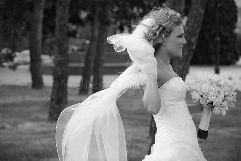 Happy bride stock photo. Image of happiness, nature, profile - 10836710
