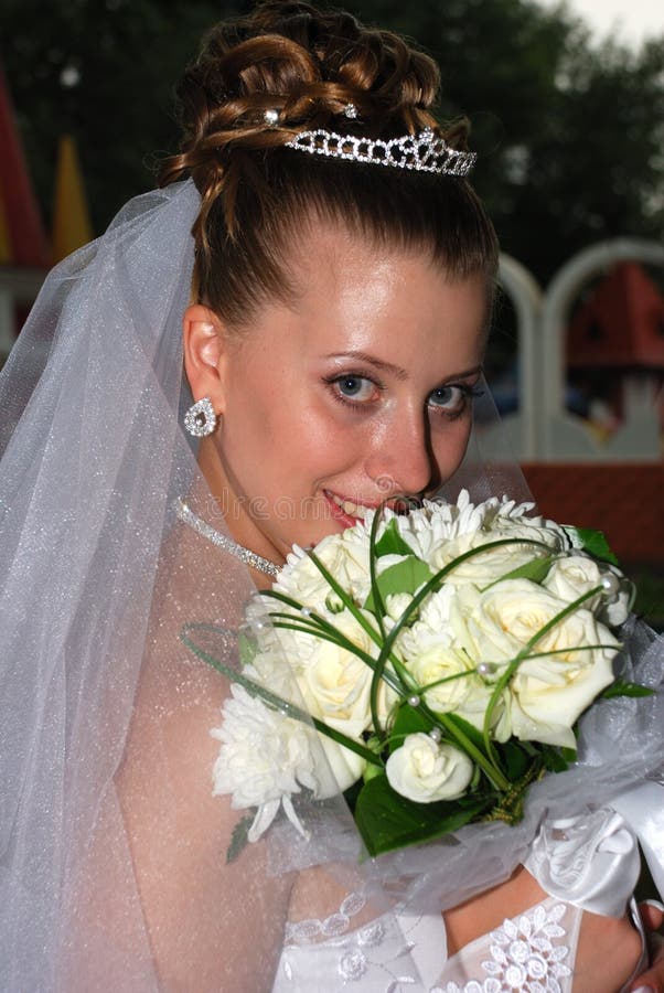 Happy bride stock photo. Image of married, bouquet, face - 11435852