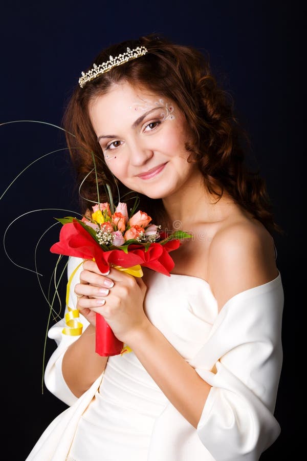 Happy Bride stock image. Image of excitement, dress, bouquet - 13630799