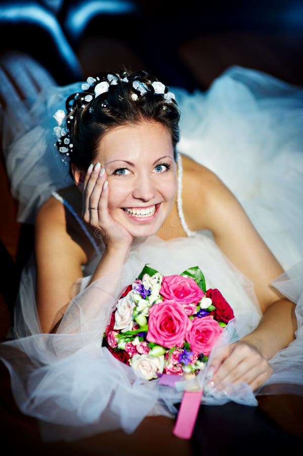 Happy bride stock image. Image of marriage, flower, love - 16917105