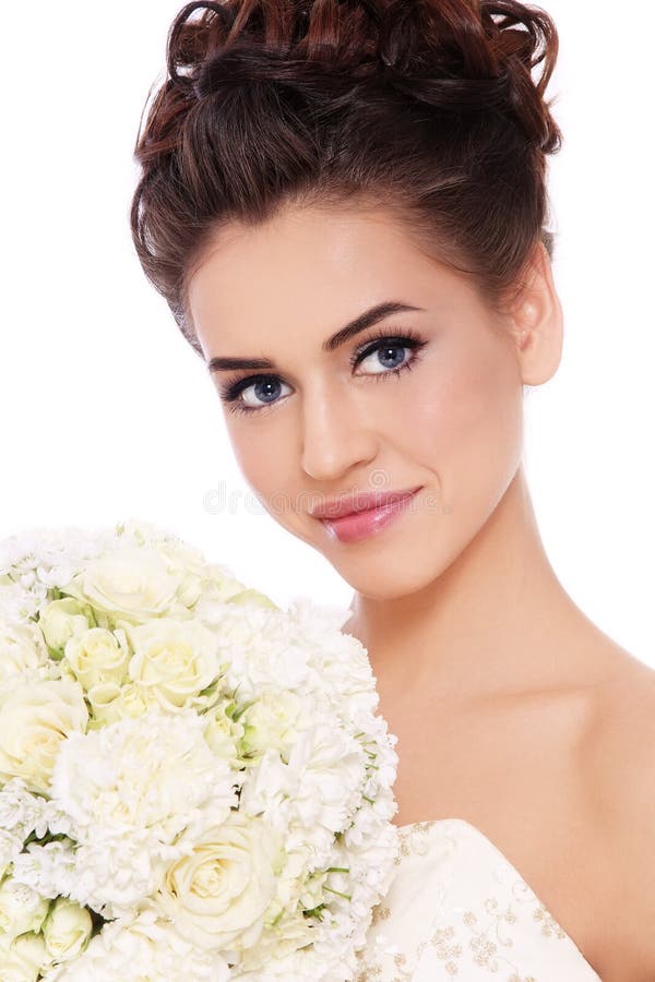 Bride with bouquet stock image. Image of sensual, pretty - 24519303