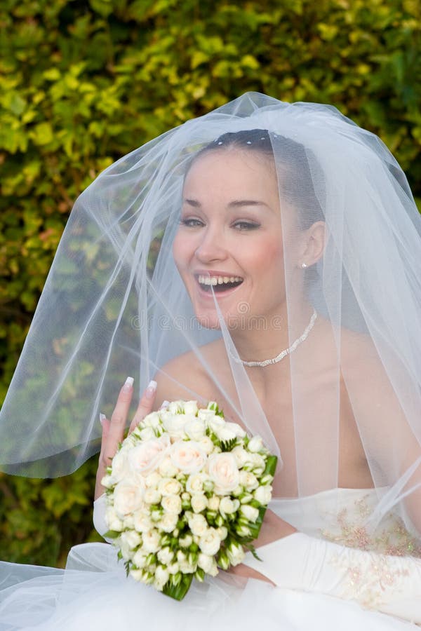 Happy bride stock photo. Image of bride, dress, white - 4455770