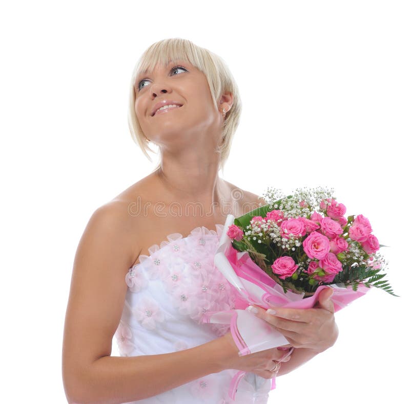Happy bride with a bouquet stock image. Image of healthy - 16956561