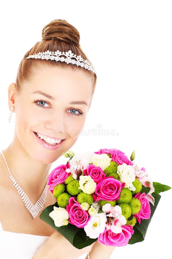 Portrait of Happy Cheerful Smiling Bride Outdoors Stock Photo - Image ...