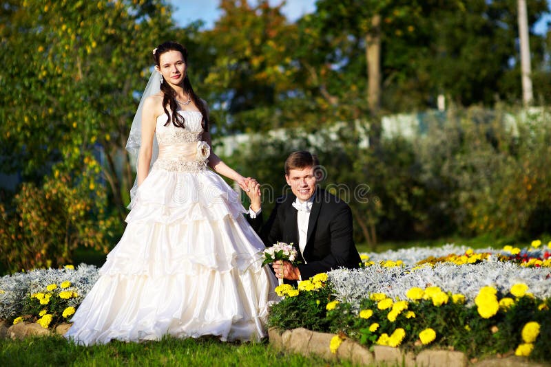 Happy bride and groom stock photo. Image of forever, park - 13284902
