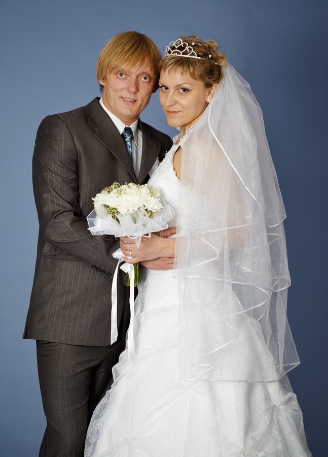 Happy bride and groom stock image. Image of bunch, purple - 16507423