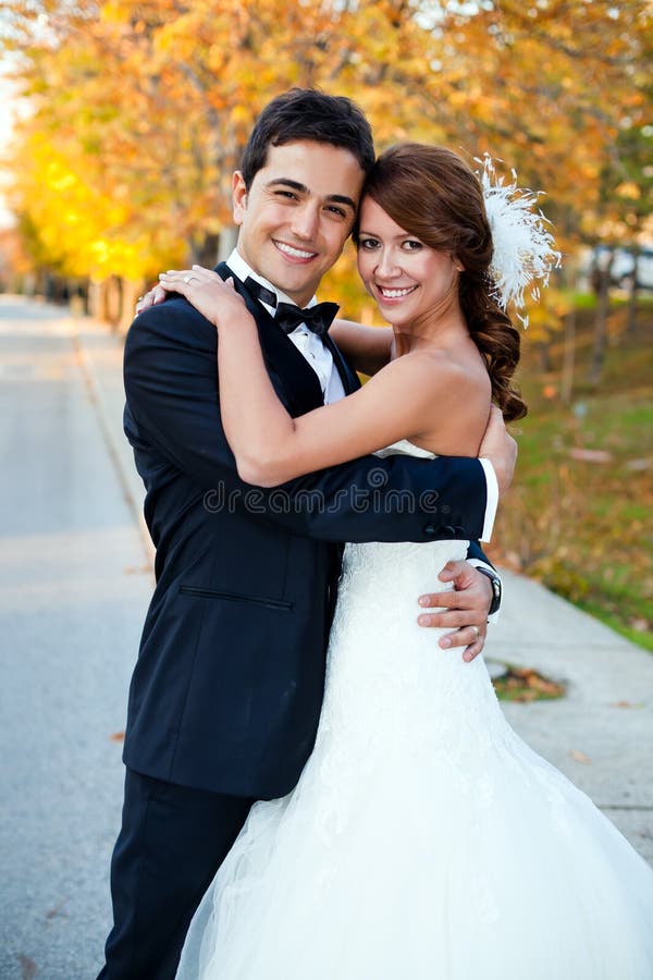 Happy bride and groom stock photo. Image of fashion, love - 17268248