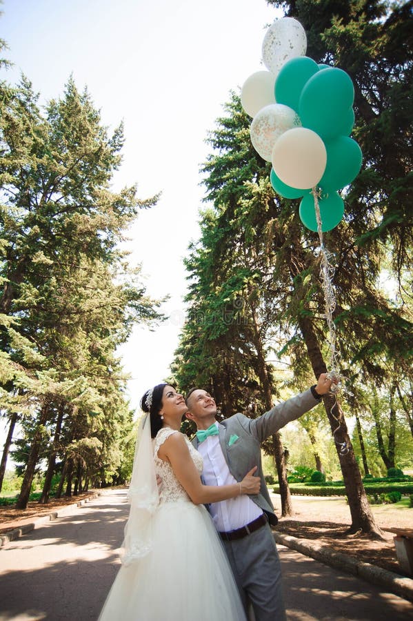 Happy Bride and Groom on Their Wedding. Stock Photo - Image of female ...