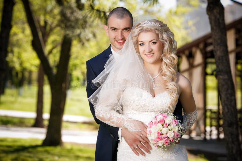 Happy bride and groom stock photo. Image of happily, happy - 42017864