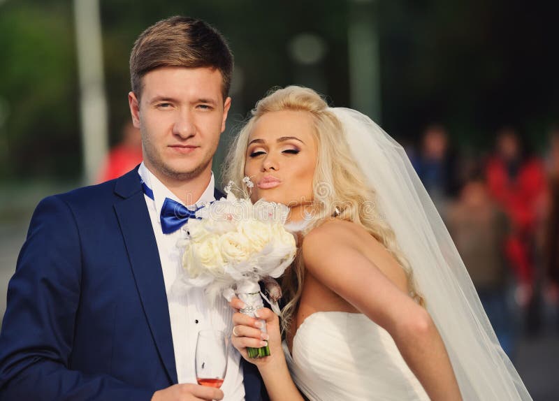 Happy Bride and Groom on Their Wedding Stock Photo - Image of married ...