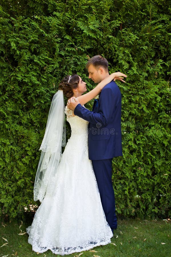 Happy Bride and Groom on Their Wedding Stock Image - Image of brunette ...