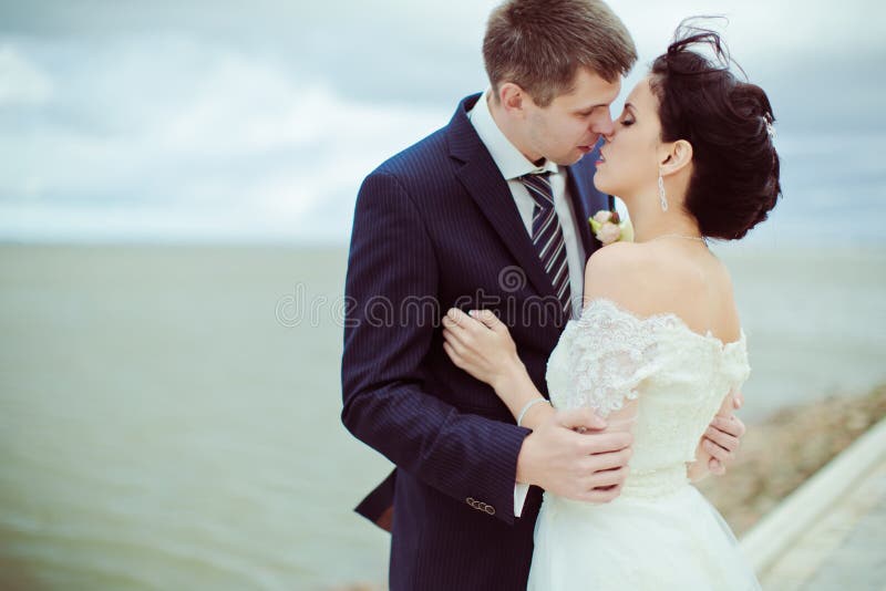 Happy Bride and Groom on Their Wedding Stock Photo - Image of close ...