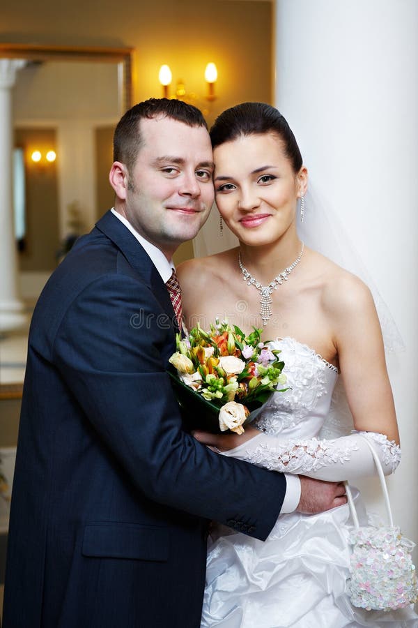 Happy Bride and Groom in Wedding Day Stock Image - Image of expectation ...
