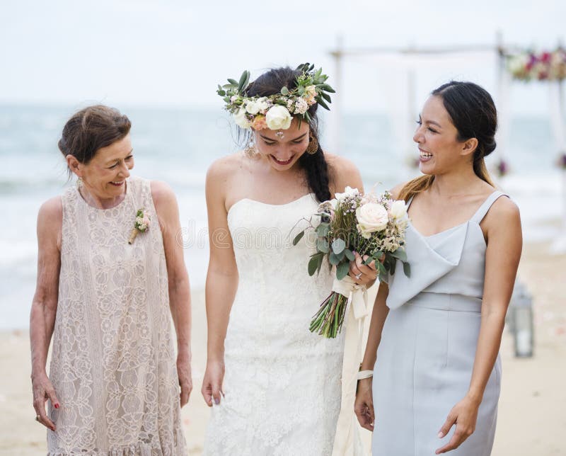 Happy Bride and Guests at Her Wedding Stock Image - Image of happy ...