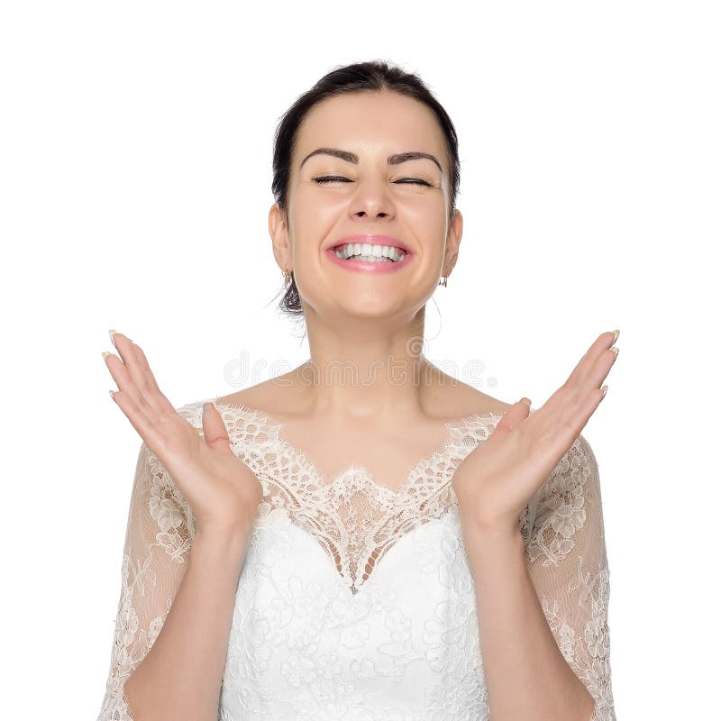Happy bride isolated. stock photo. Image of female, femininity - 81086004