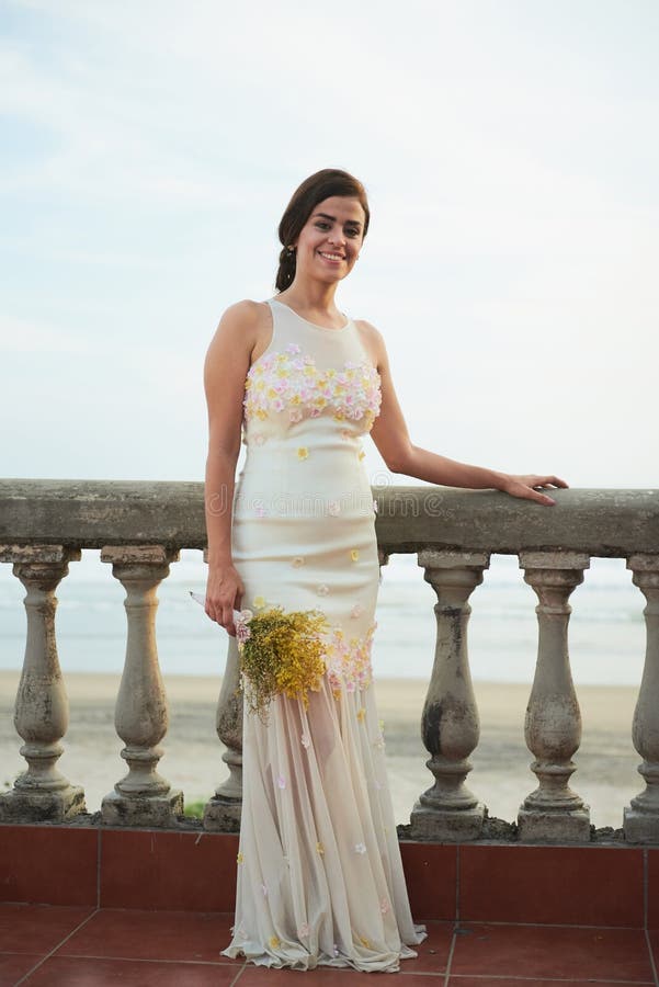 Happy bride with smile stock photo. Image of ocean, beautiful - 68774710