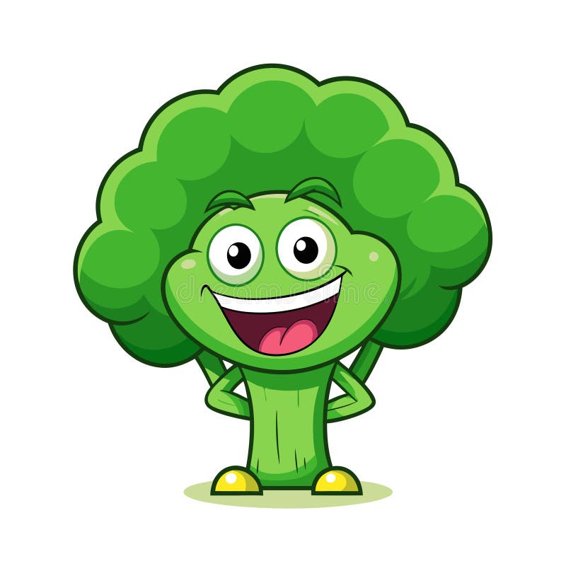 Happy Broccoli Cartoon Character Design Stock Vector - Illustration of ...