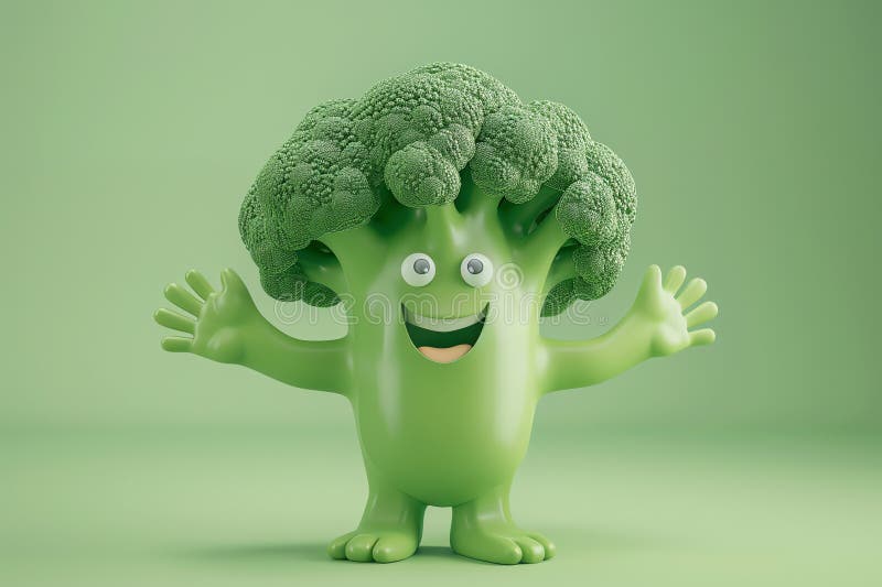 Happy Broccoli Character, AI Generated Stock Illustration ...