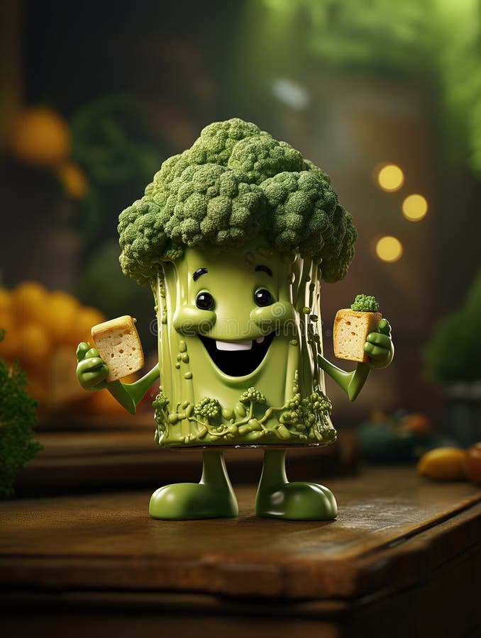 Happy Broccoli with a Friendly Face and Infectious Smile Stock ...