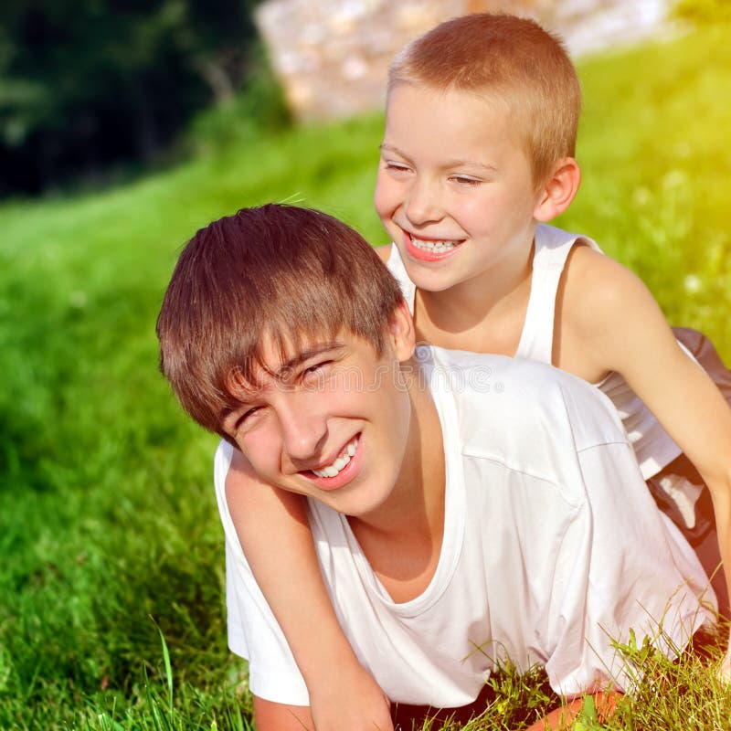 Happy Brothers outdoor stock photo. Image of embrace - 48842828