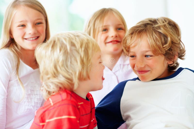 Happy Brothers and Sisters Together Having Fun. Portrait of Happy ...