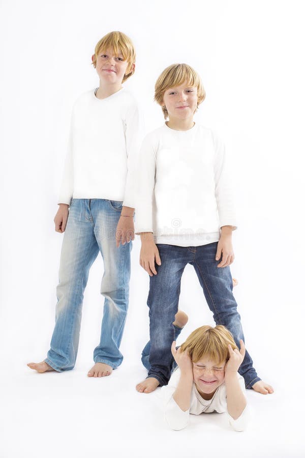 Happy Brothers on White Background Stock Photo - Image of baby, happy ...