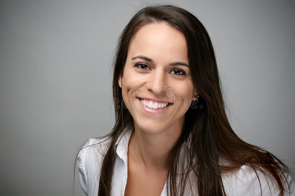 Happy brunette stock image. Image of friendly, female - 23248709