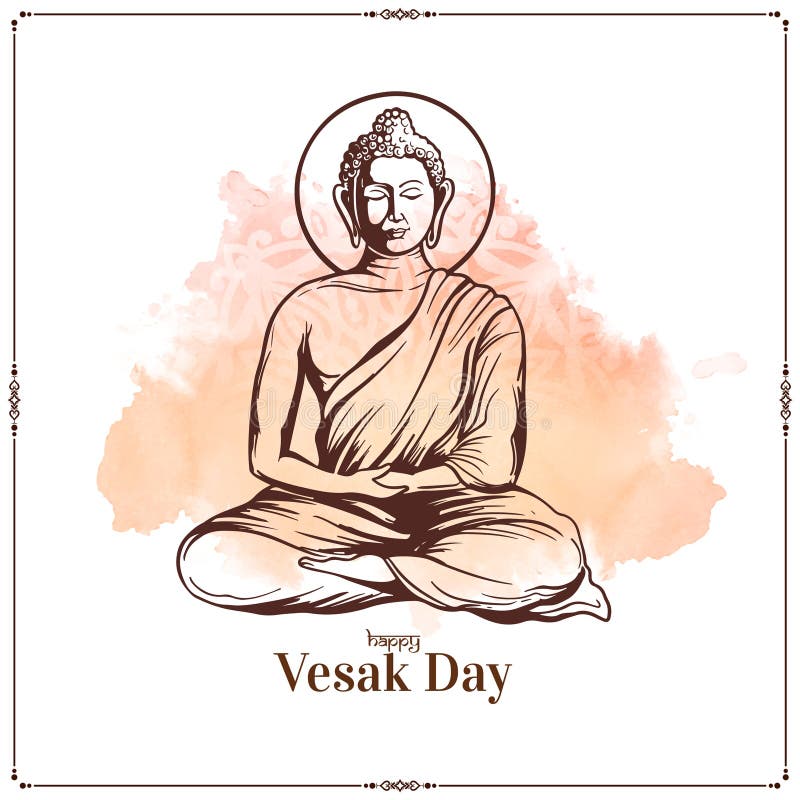 Happy Buddha Purnima or Vesak Day Card with Gautam Buddha Design Stock ...