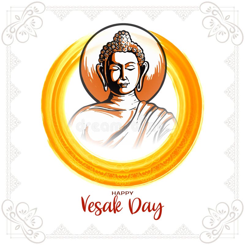 Happy Buddha Purnima or Vesak Day Card with Gautam Buddha Design Stock ...