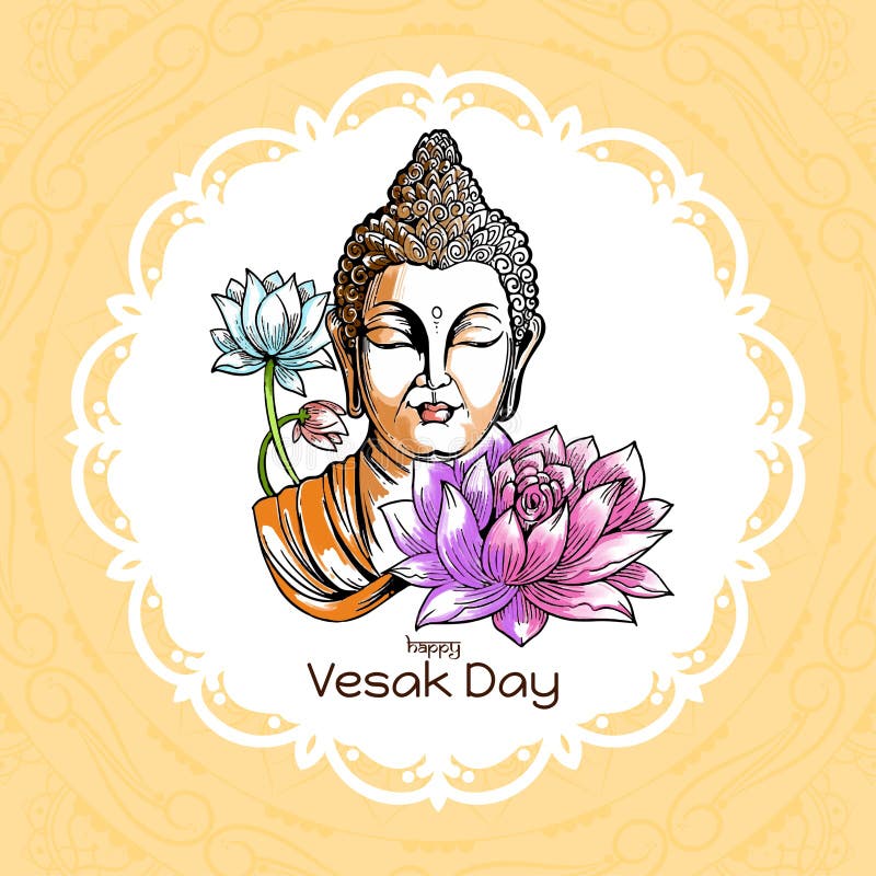 Happy Buddha Purnima or Vesak Day Card with Gautam Buddha Design Stock ...