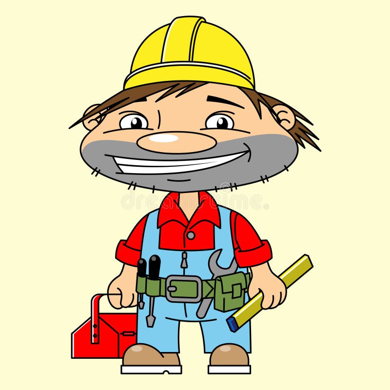 Happy Builder Shoving Thumbs Up Sign Flat Vector Stock Vector ...